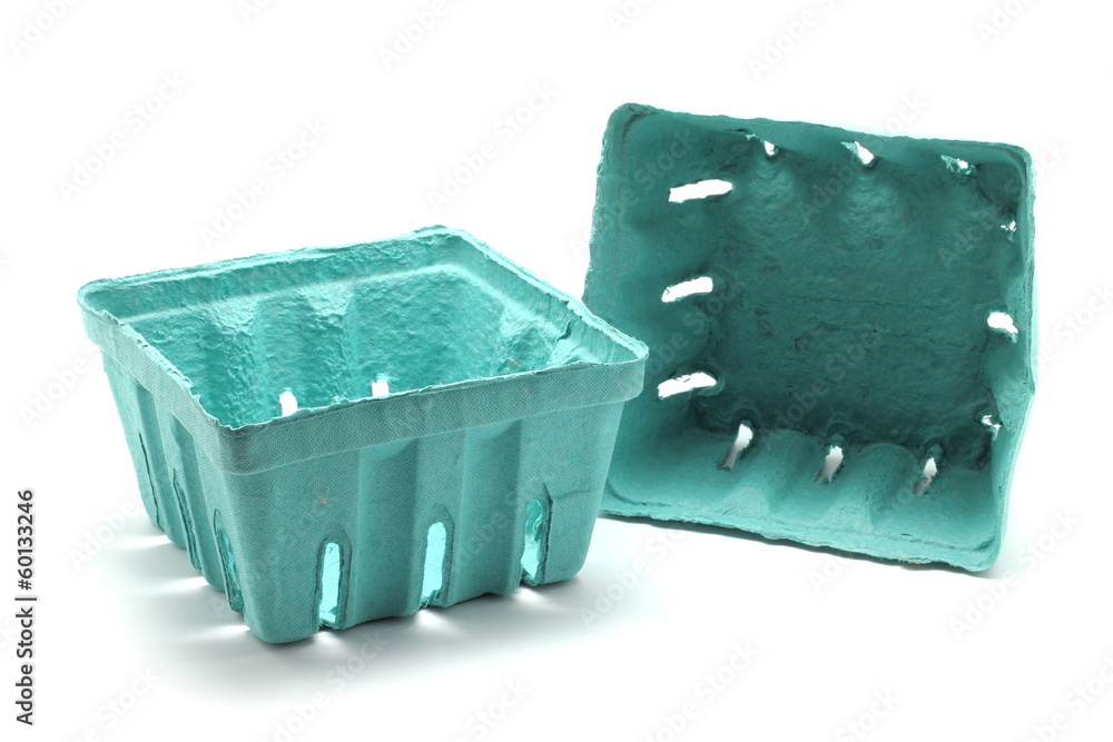 Cardboard berry baskets isolated on white background Stock Photo ...