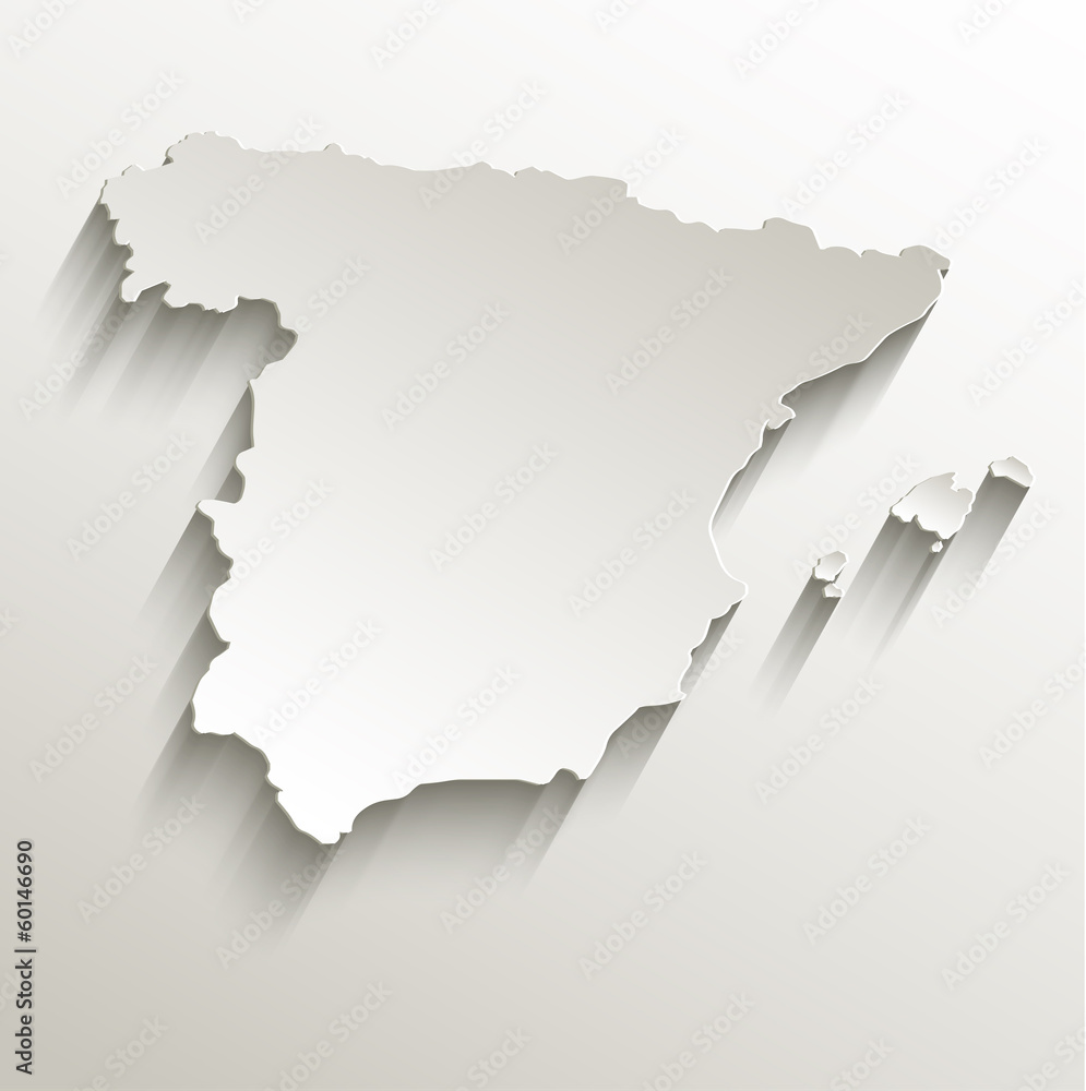 Spain map card paper 3D natural Stock Vector | Adobe Stock
