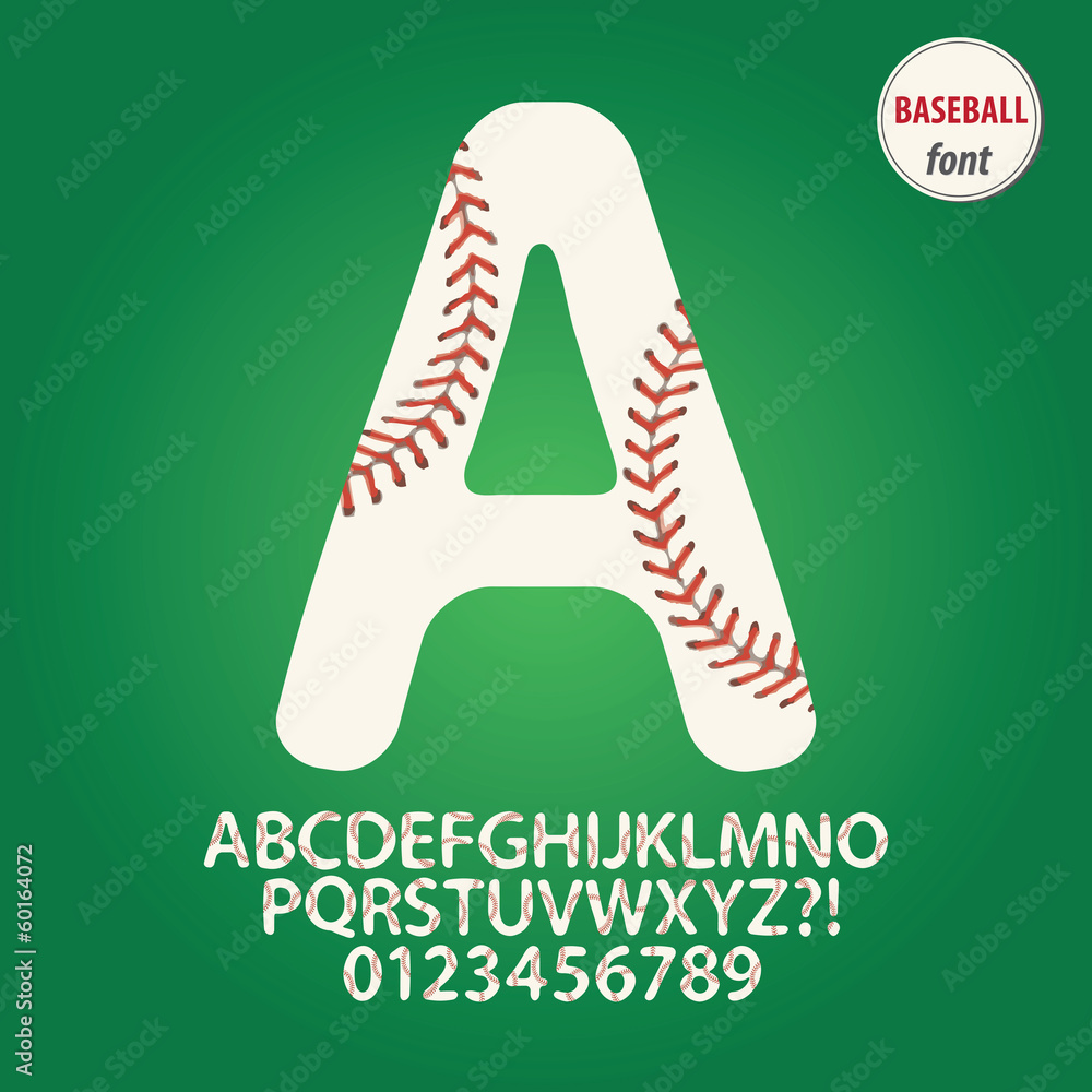 Baseball Ball Alphabet and Digit Vector Stock Vector | Adobe Stock