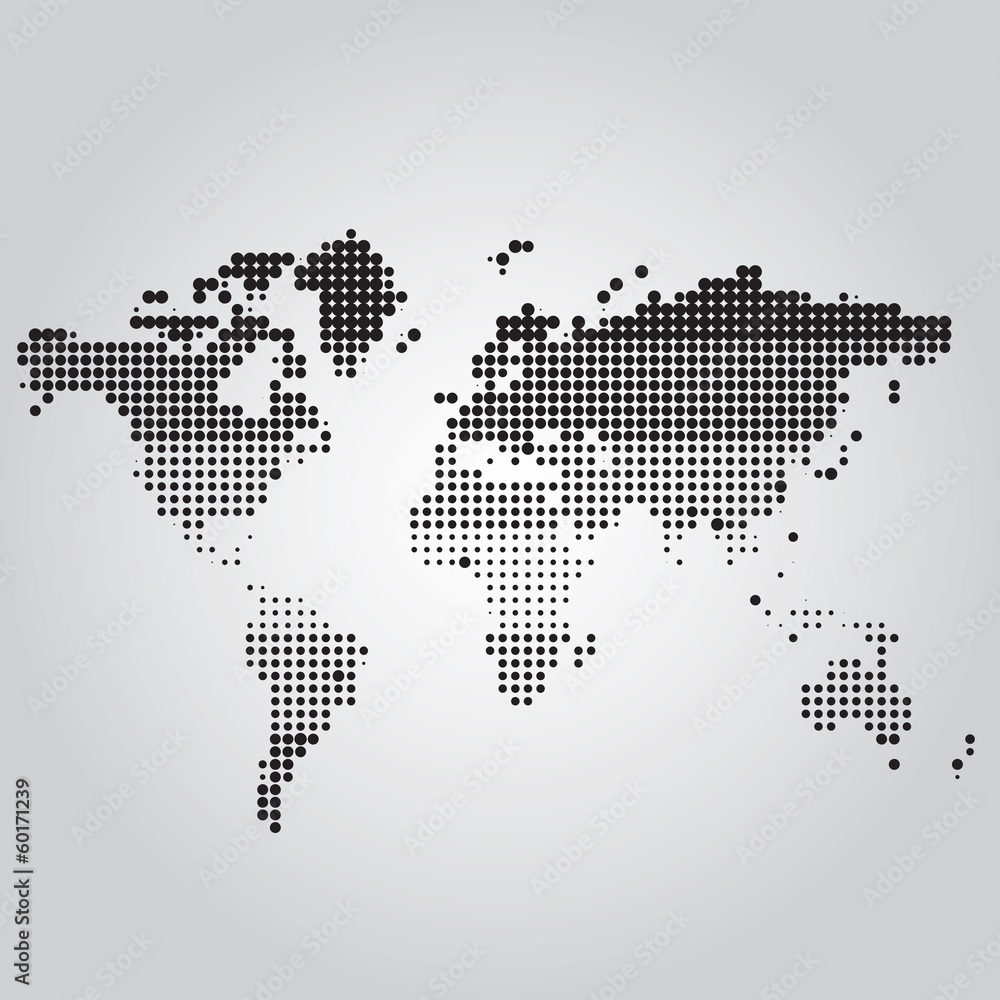World Map with dots of different sizes Stock Vector | Adobe Stock