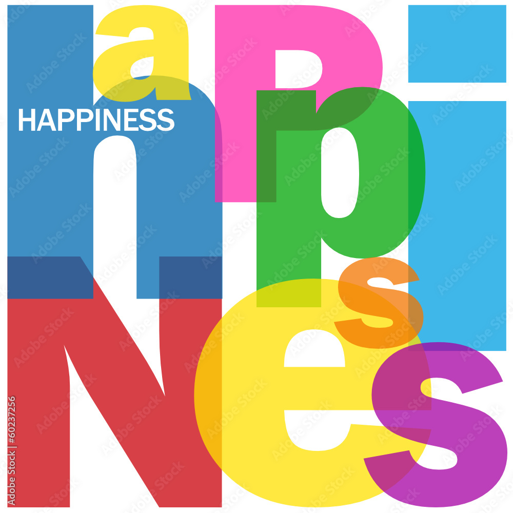 HAPPINESS Letter Collage (joy pleasure happiness serenity life) Stock ...