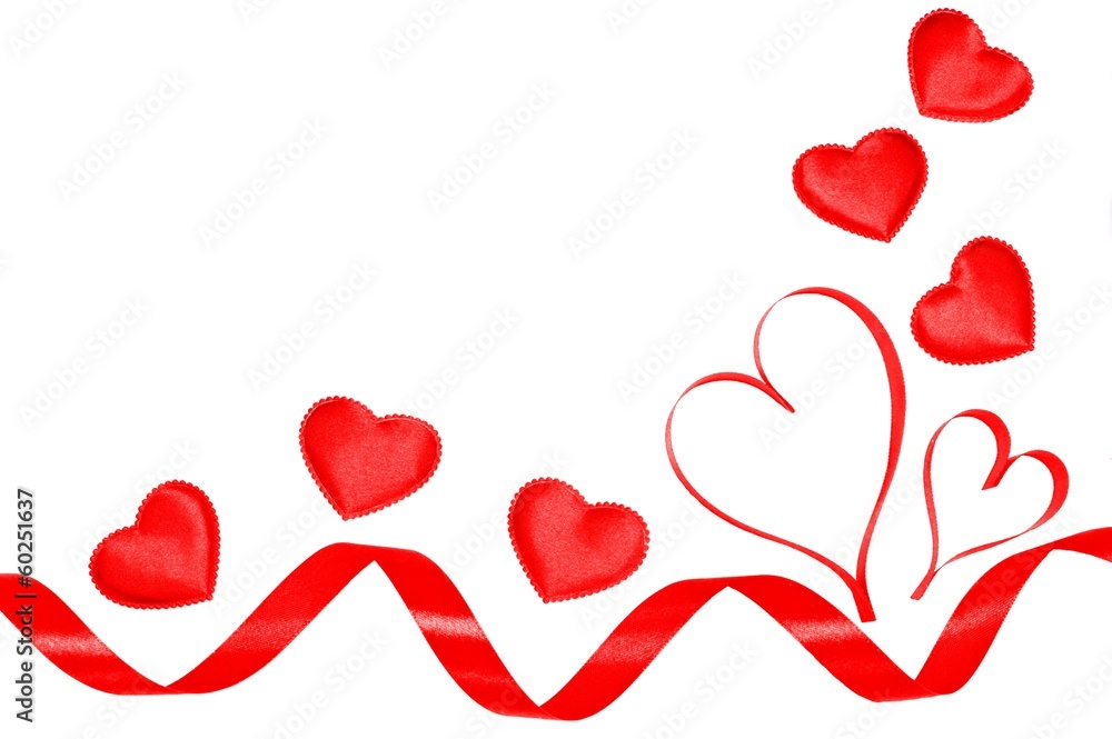 Ribbon border or frame of hearts over white Stock Illustration | Adobe ...