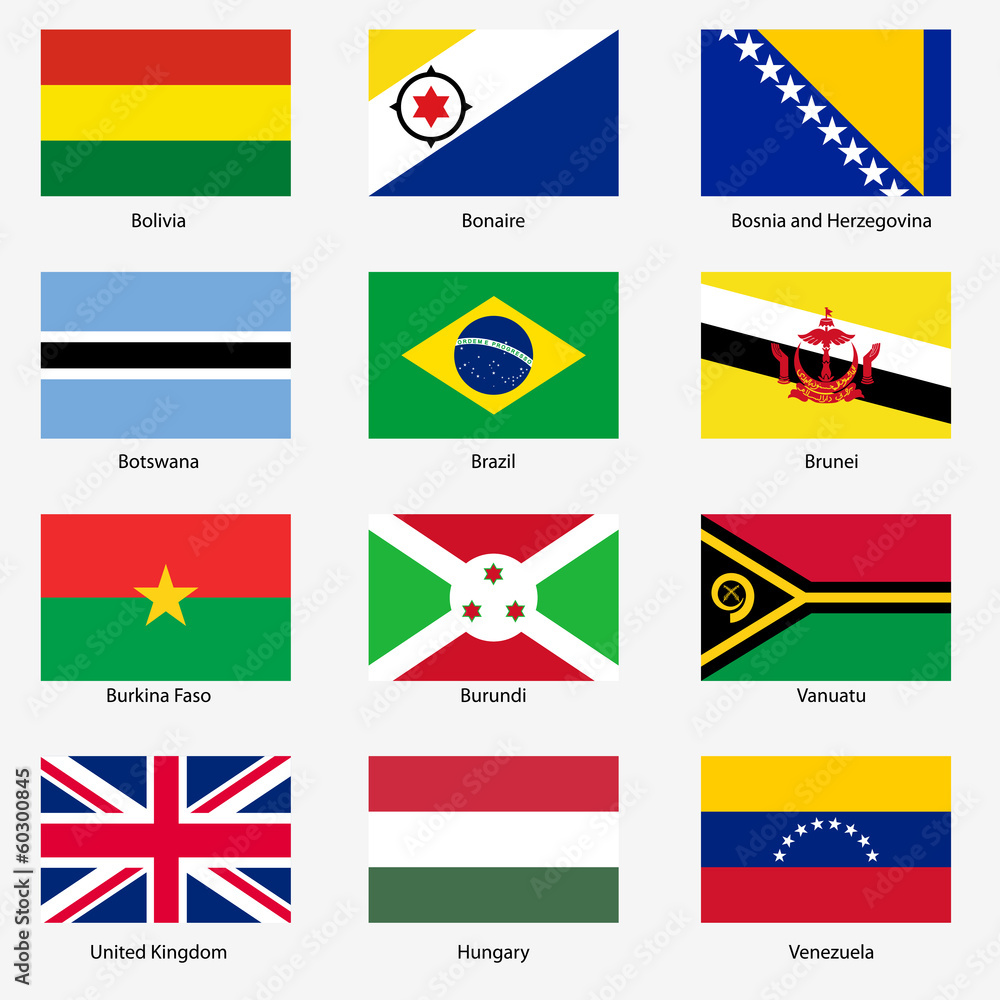 Set Flags of world sovereign states. Vector illustration. Set n Stock ...
