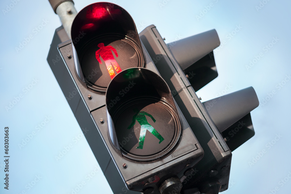 Red stop signal of urban street pedestrian traffic light Stock Photo ...