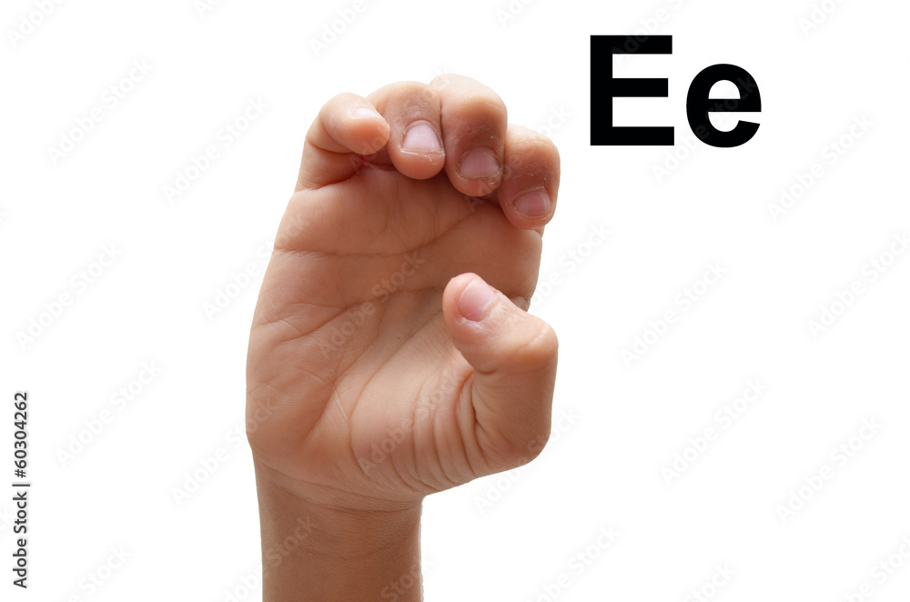 E kid hand spelling american sign language ASL Stock Photo | Adobe Stock