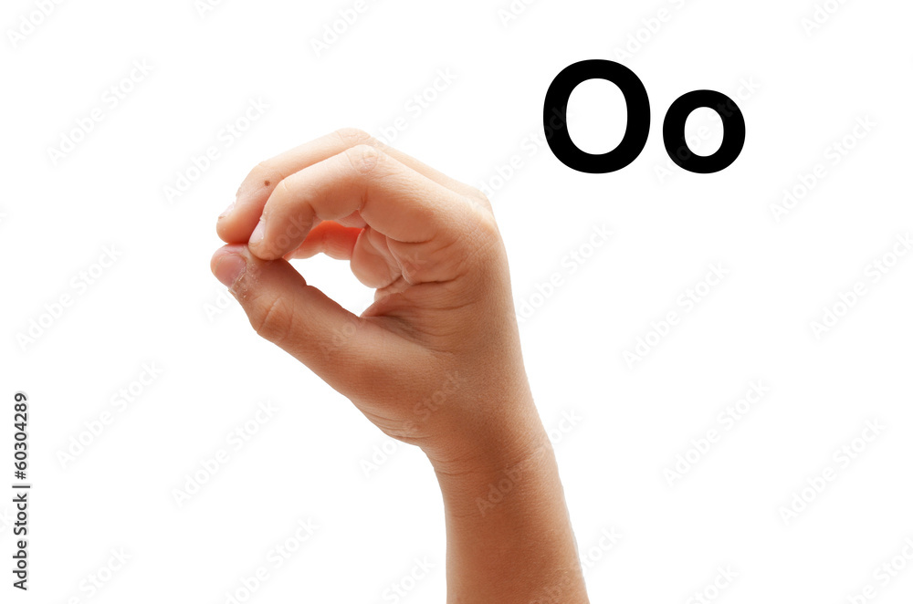 O kid hand spelling american sign language ASL Stock Photo | Adobe Stock