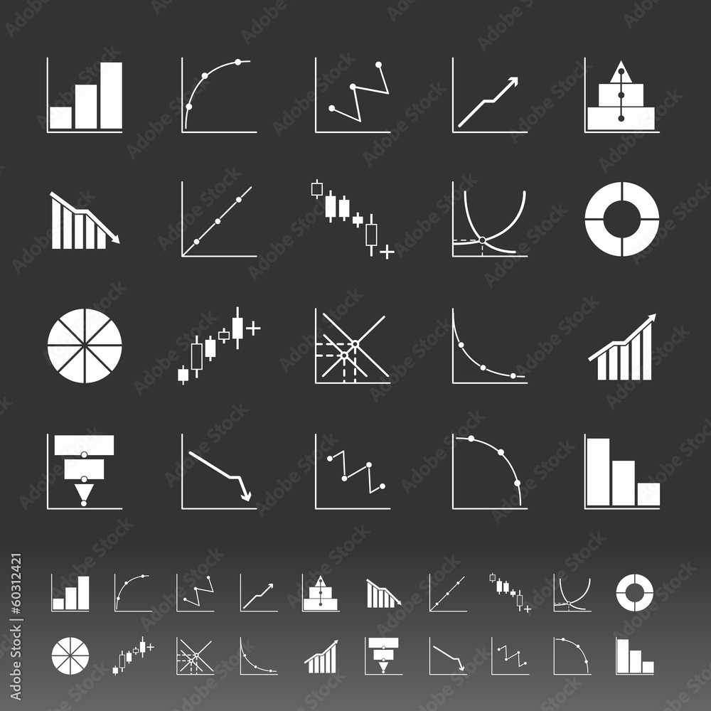 Set of diagram and graph icons on gray background Stock Vector | Adobe ...