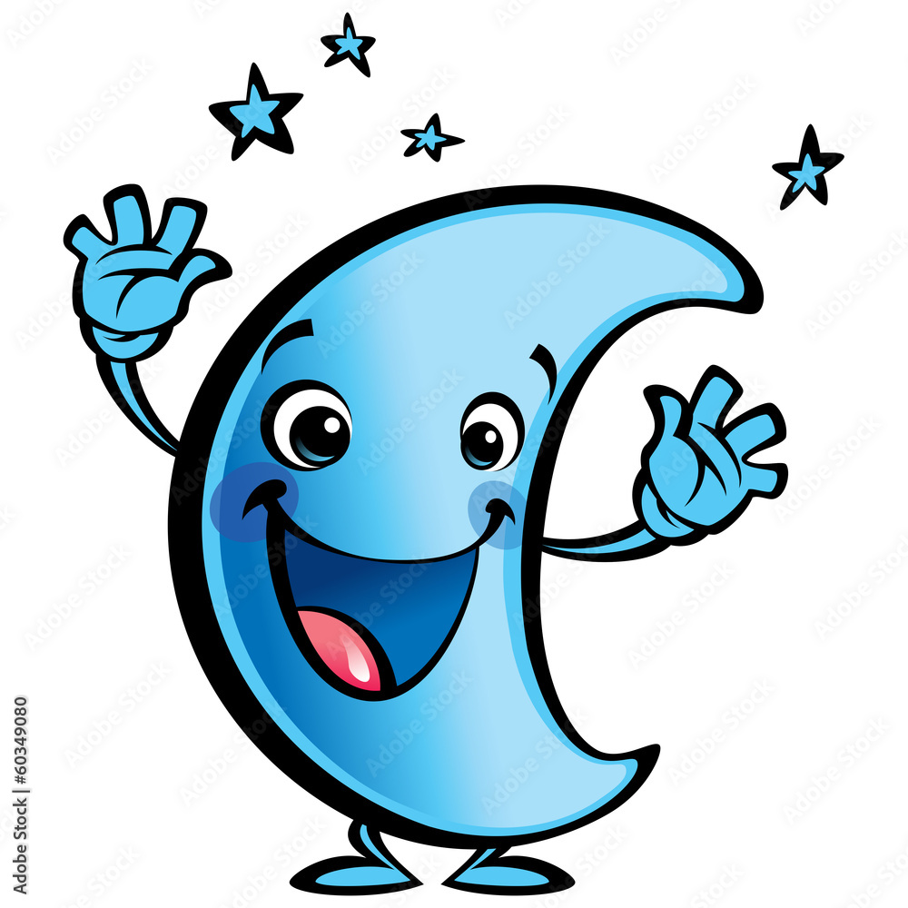 Cartoon moon baby cute smiling character Stock Vector | Adobe Stock