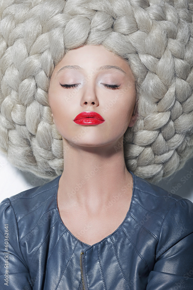 Zdjęcie Stock: Fantasy. Creativity. Trendy Woman in Futuristic Wig with ...