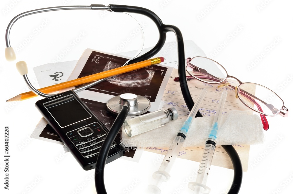 Still life of medical items used by doctors to treat Stock Photo ...