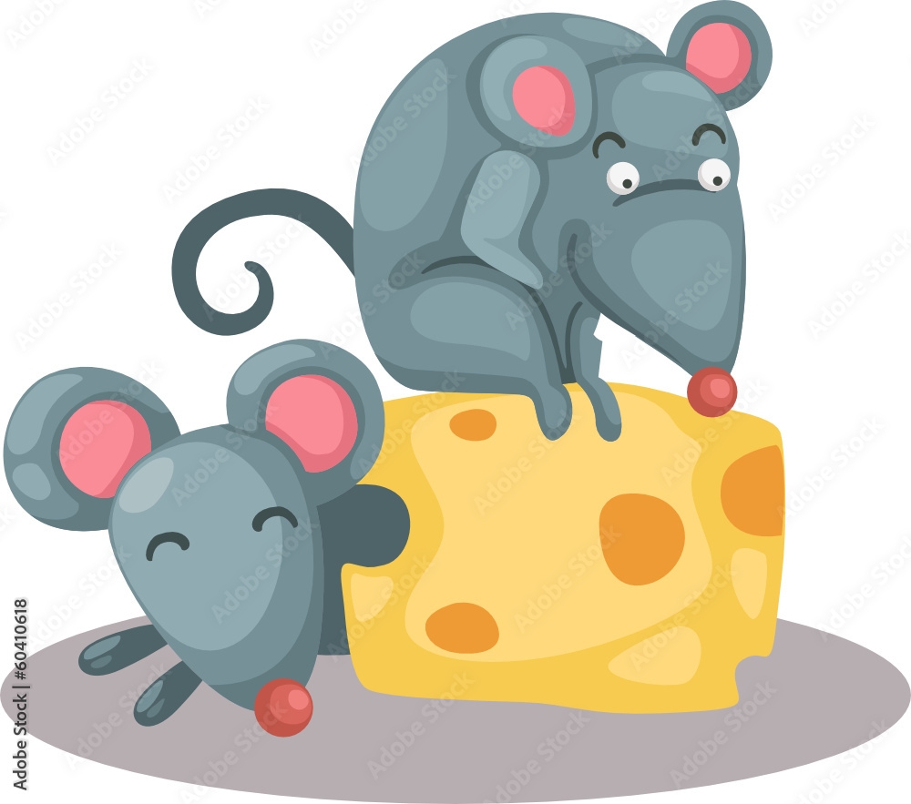 cartoon mouse eating a piece of cheese Stock Vector | Adobe Stock