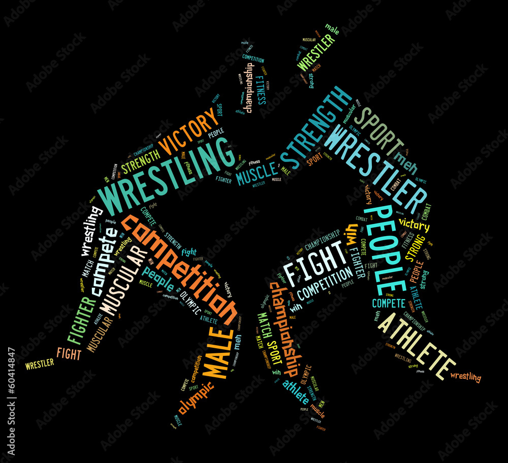 wrestling word cloud with colorful wordings Stock Illustration | Adobe ...