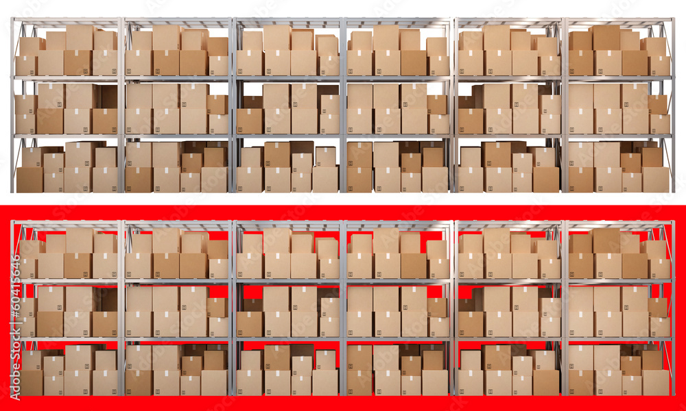 Metal racks with boxes isolated on white background Stock Illustration ...