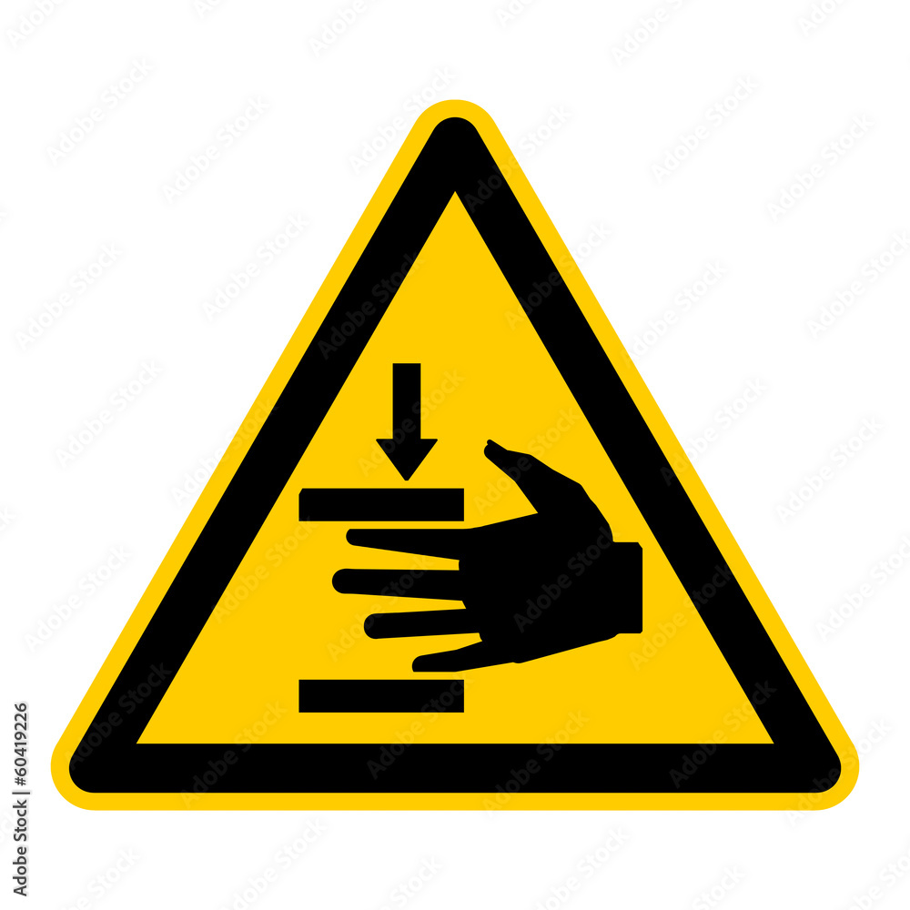 wso32 WarnSchildOrange - english warning sign: danger keep hands clear ...
