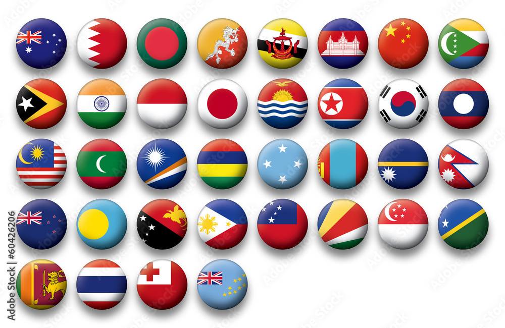 Vector Set of buttons flags of Oceania and Pacific Stock Vector | Adobe ...