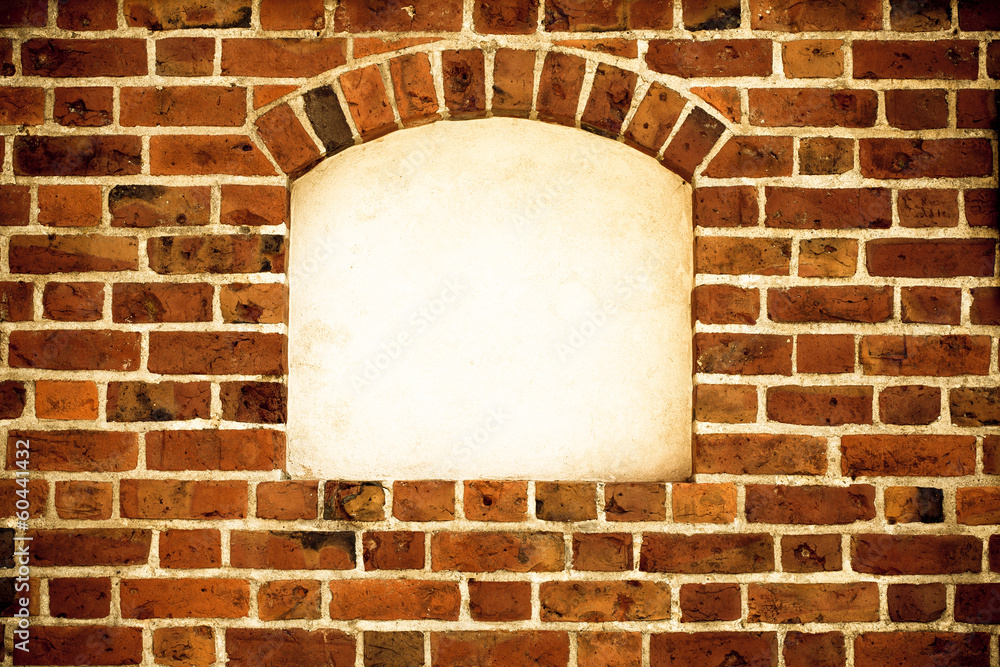 Old arch arc niche with copy space in brick wall background Stock Photo ...