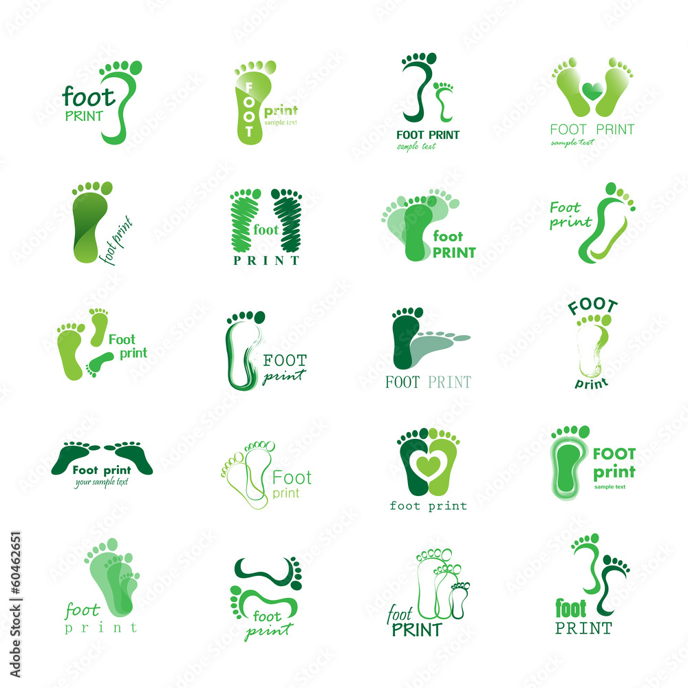 Foot Print Icons Set - Isolated On White Background Stock Vector ...