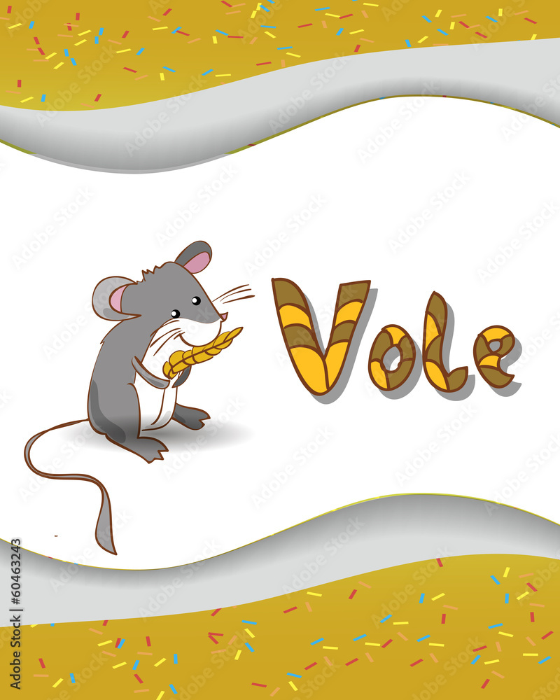 Animal alphabet letter V and vole with a colored background Stock ...
