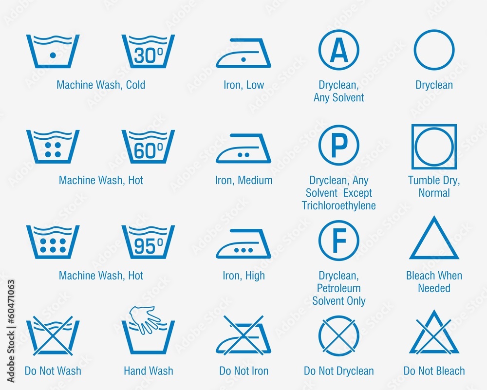 Laundry blue symbols Stock Vector | Adobe Stock
