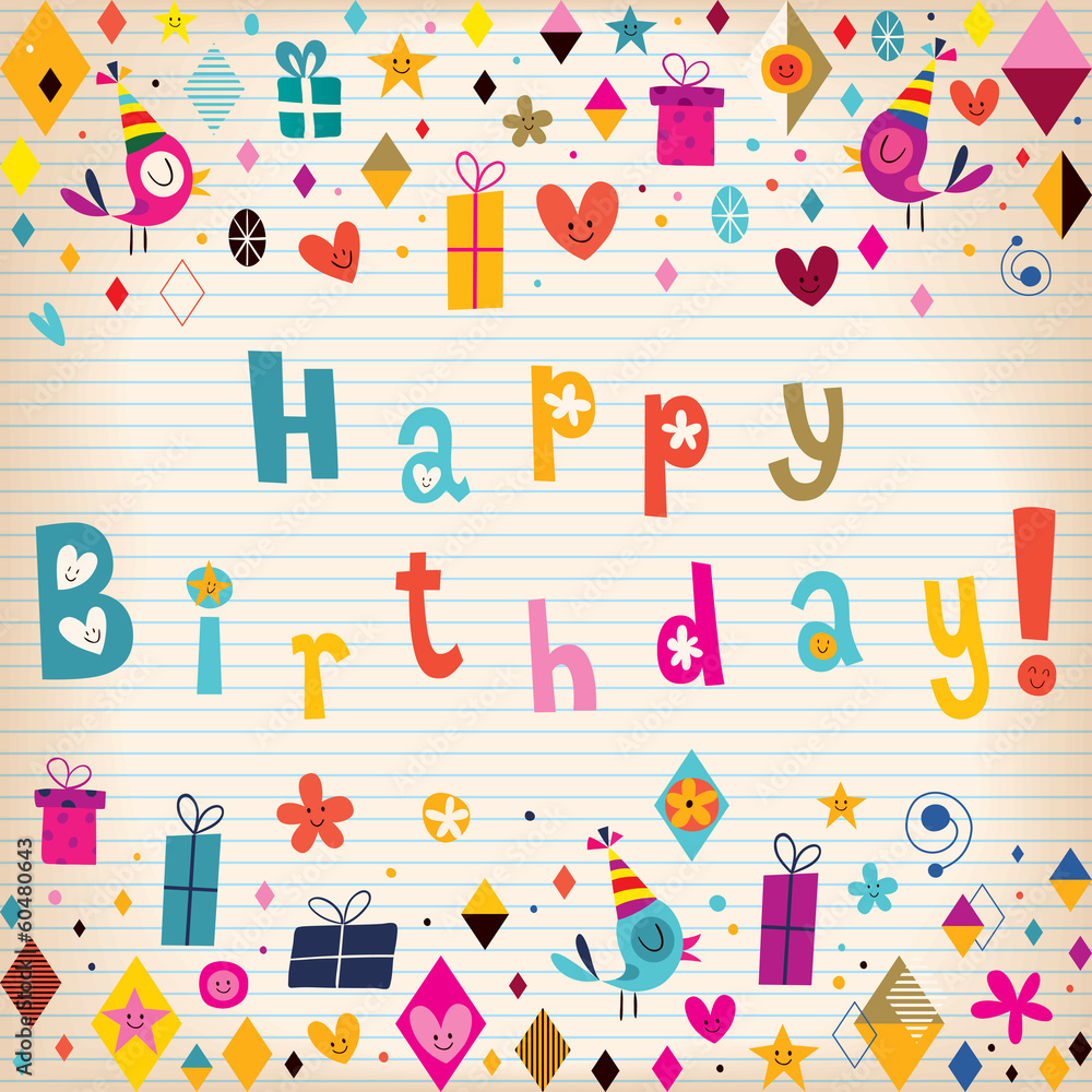 Happy Birthday card Stock Vector | Adobe Stock