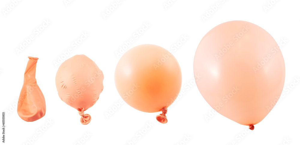 Four stages of balloon inflation isolated Stock Photo | Adobe Stock