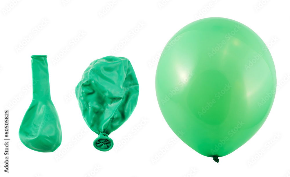Three stages of balloon inflation isolated Stock Photo | Adobe Stock