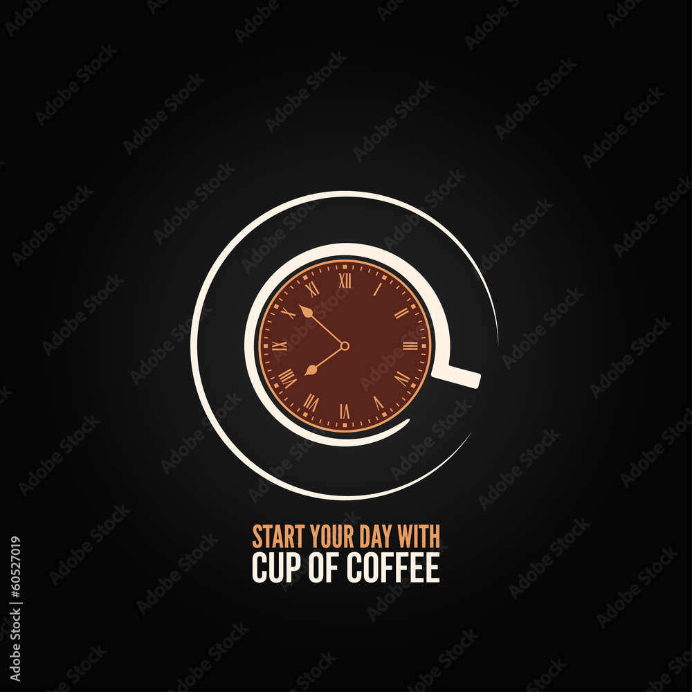 coffee cup time clock concept design background Stock Vector | Adobe Stock