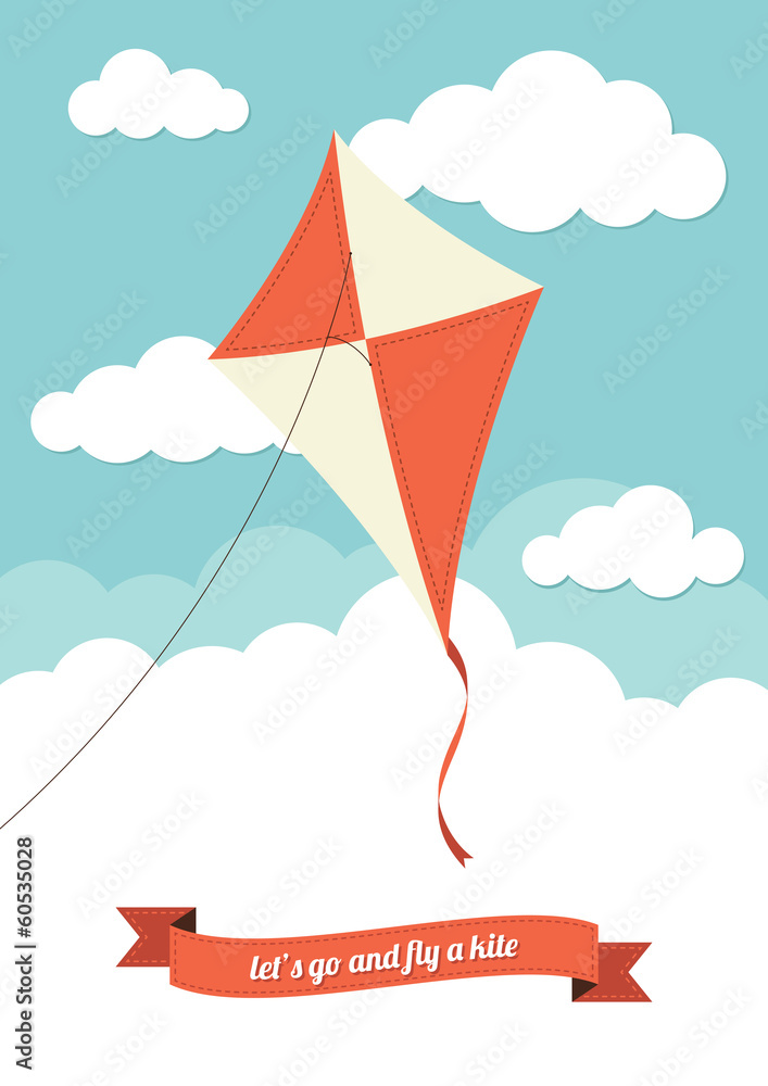 Kite and clouds Stock Vector | Adobe Stock