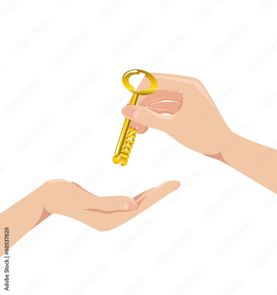 hand giving key to each other. Concept buying and selling house Stock ...