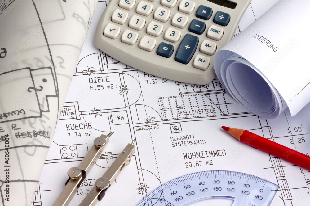 Bauplan eines Wohnhauses. Hausbau Stock Photo | Adobe Stock