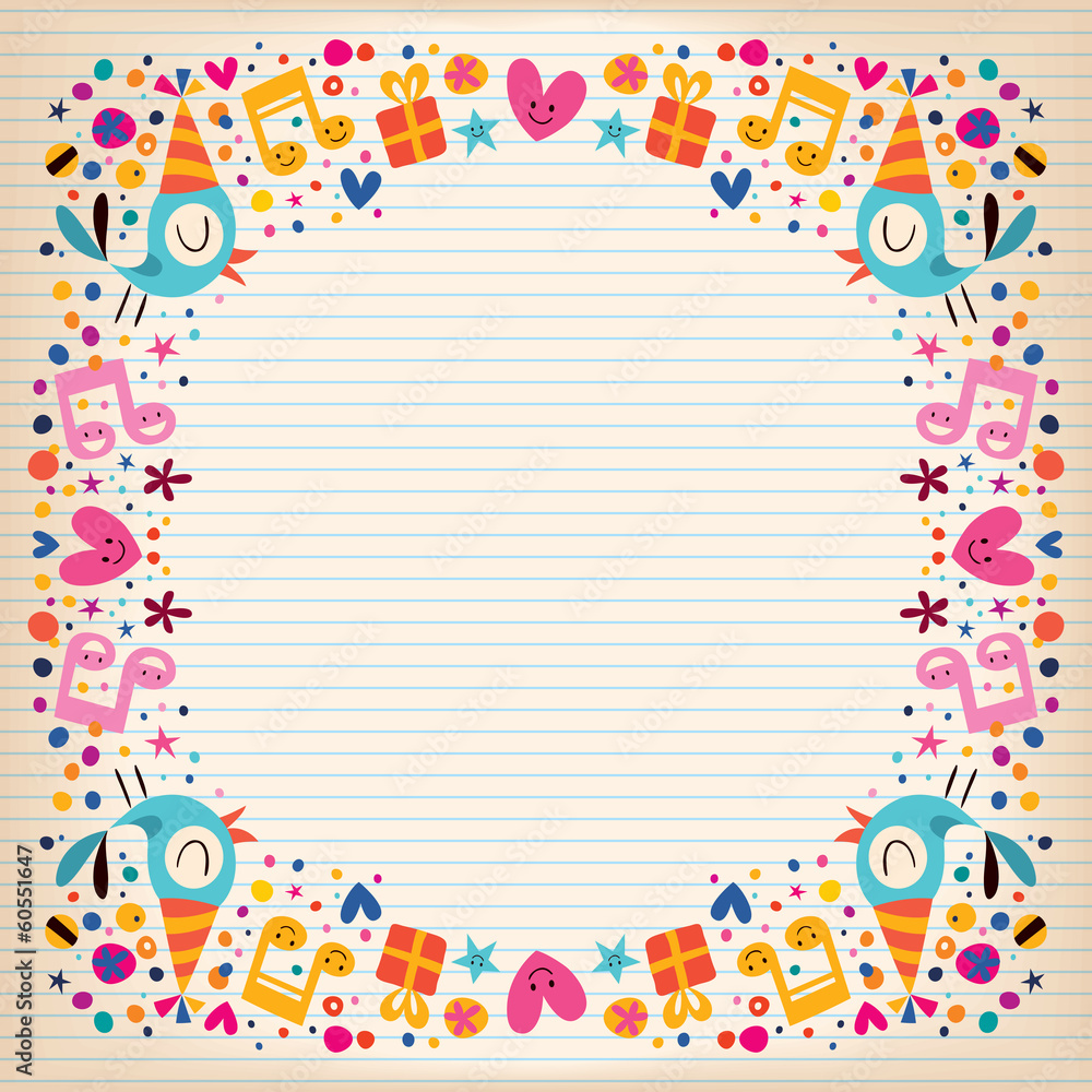 Happy Birthday border lined paper card Stock Vector | Adobe Stock
