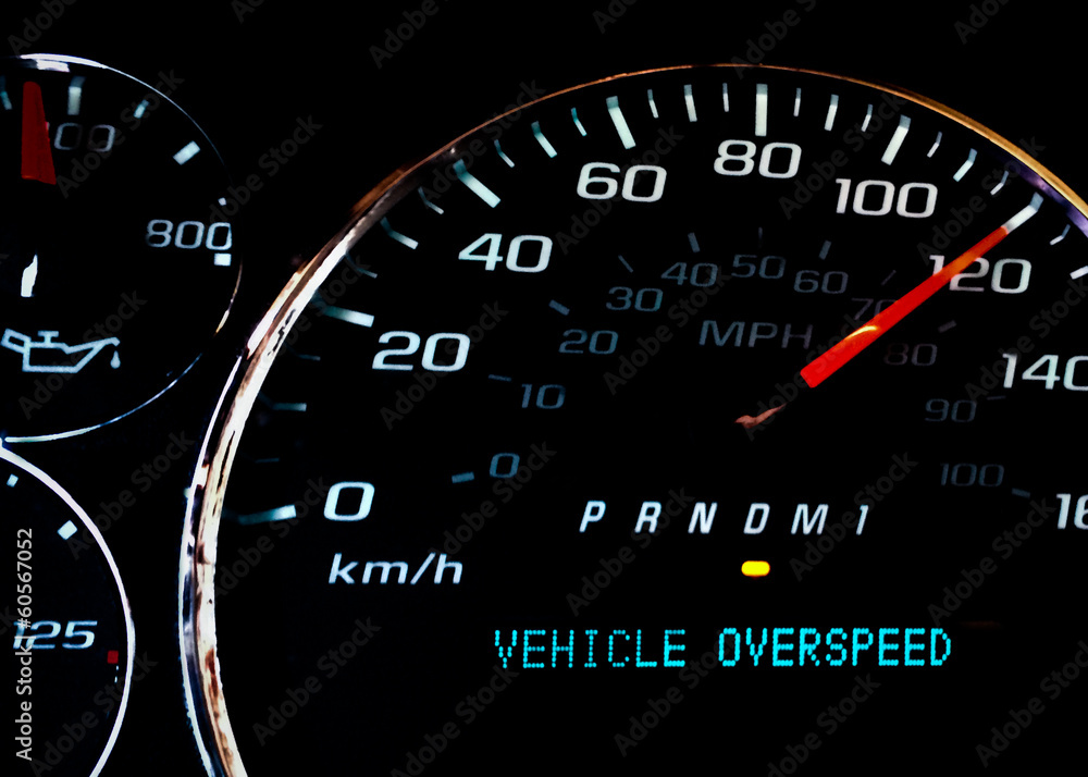 Vehicle over speed dashboard warning light Stock Photo | Adobe Stock