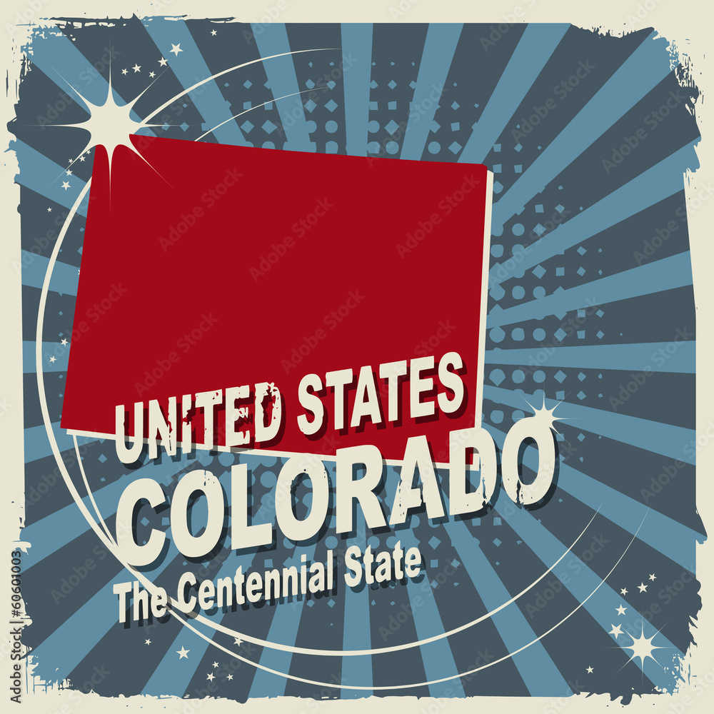 Abstract label with name and map of Colorado, vector Stock Vector ...