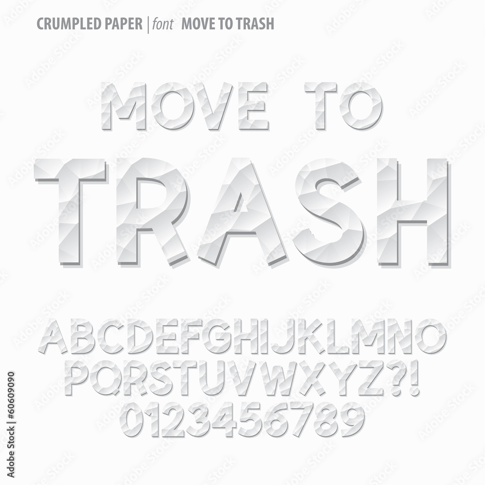 Crumpled Paper Alphabet and Digit Vector Stock Vector | Adobe Stock