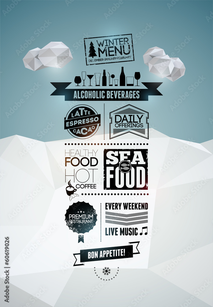 Menu poster. Vector background. Stock Vector | Adobe Stock