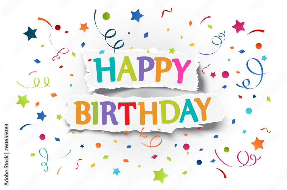 Happy birthday greetings on ripped paper Stock Vector | Adobe Stock
