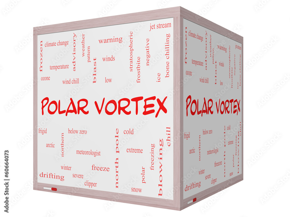 Polar Vortex Word Cloud Concept on a 3D cube Whiteboard Stock ...