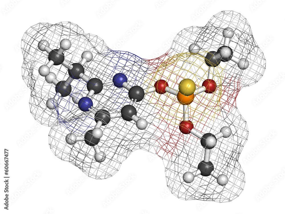 Diazinon organophosphate insecticide molecule. Stock Illustration ...
