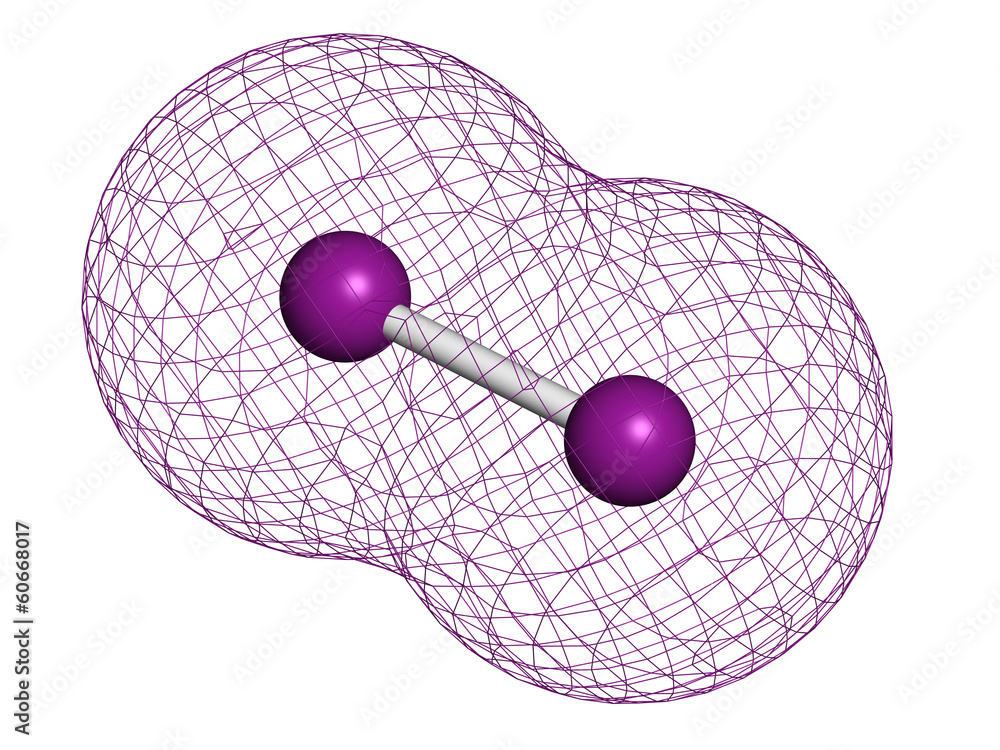 Iodine (I2) molecule. Stock Illustration | Adobe Stock