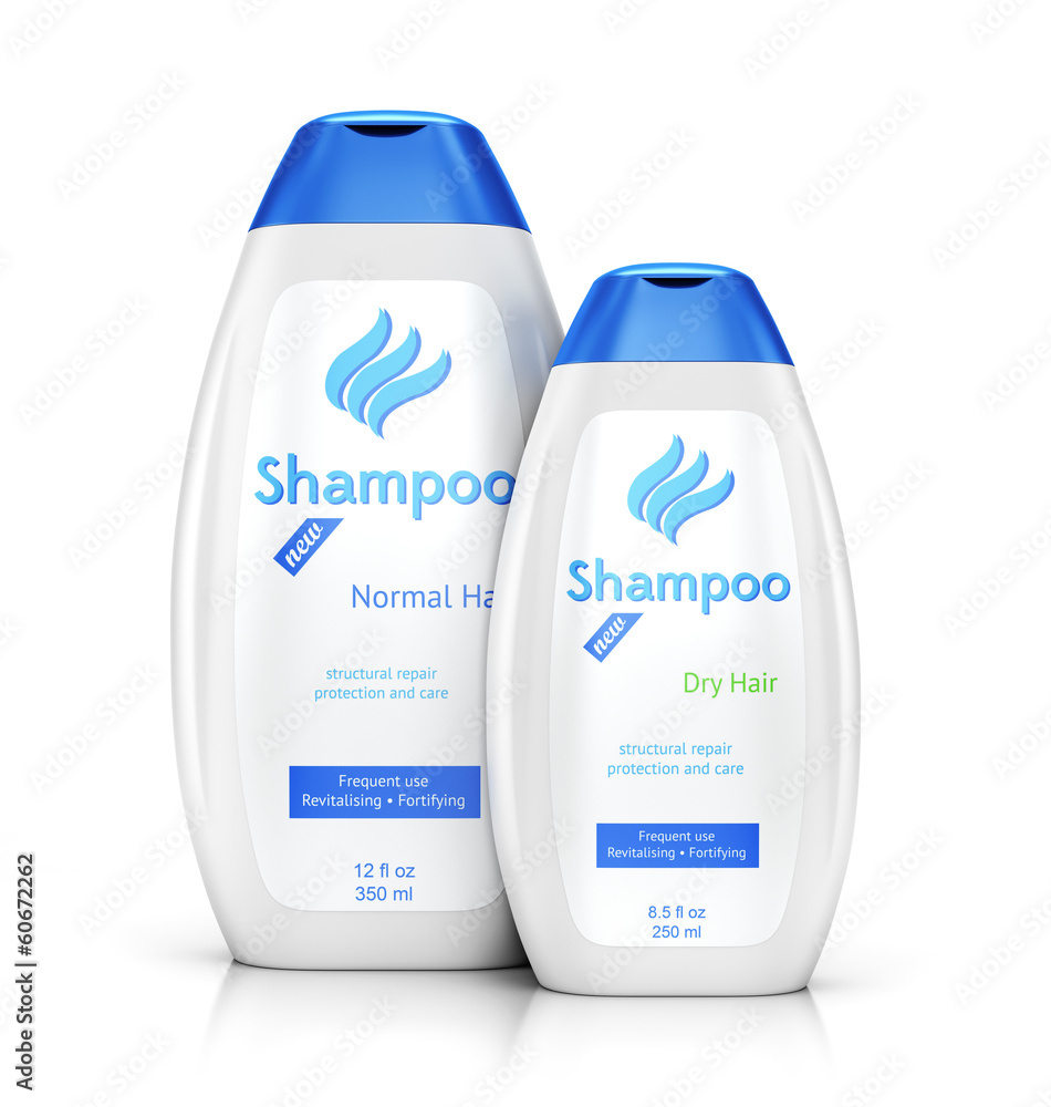 Two white bottles of shampoo Stock Illustration | Adobe Stock