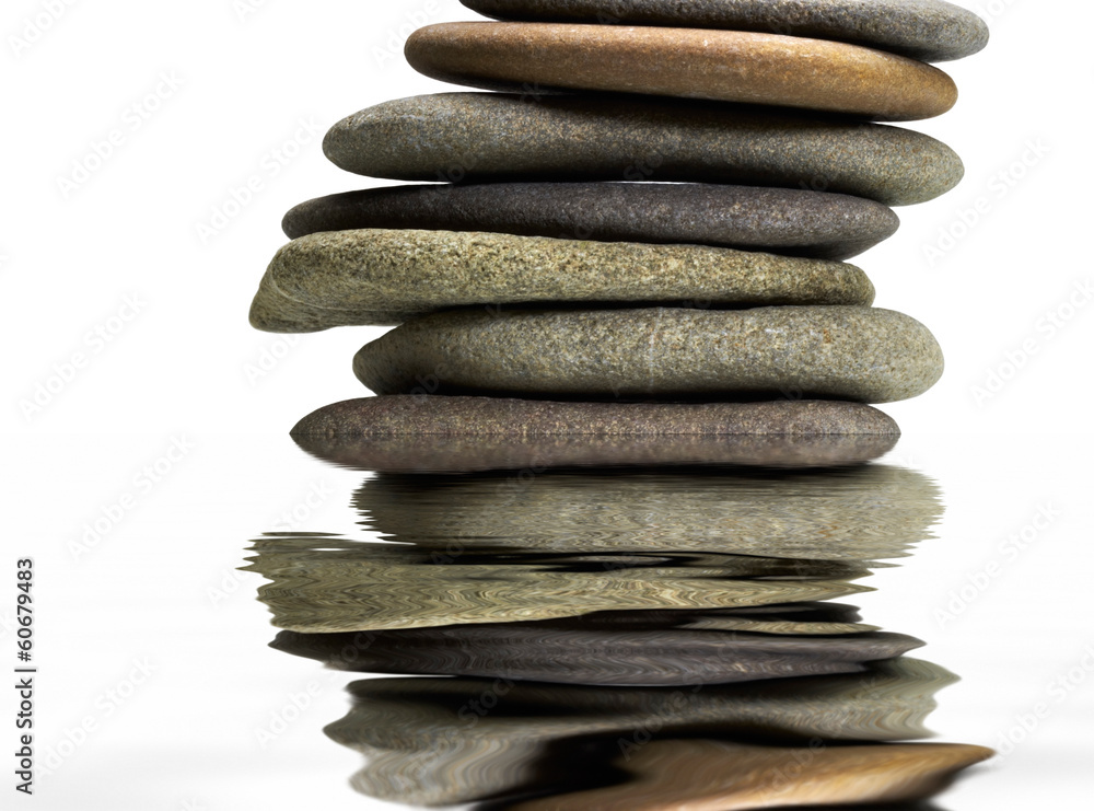 stacked flat pebbles Stock Photo | Adobe Stock