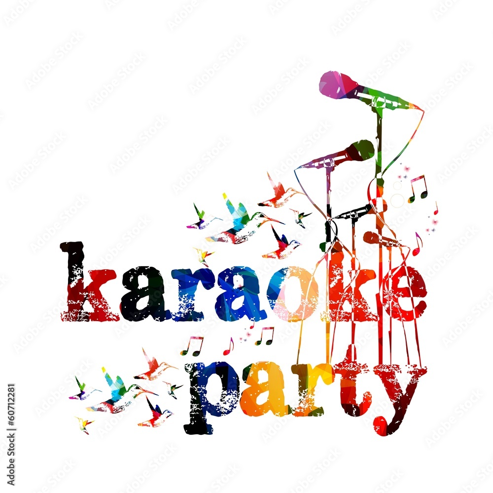 Colorful music karaoke party background with hummingbirds Stock Vector ...