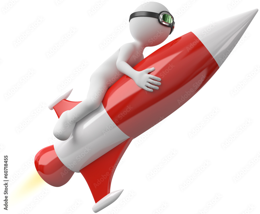 Männchen auf der Rakete Stock Illustration | Adobe Stock