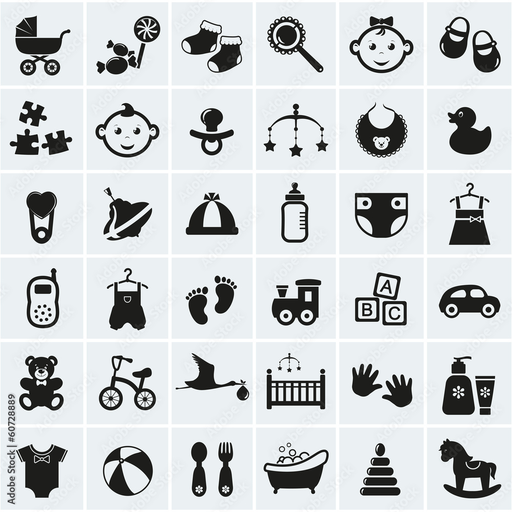 Baby icons set. Vector illustration. Stock Vector | Adobe Stock