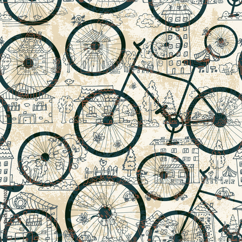 Seamless texture of bicycle Stock Vector | Adobe Stock