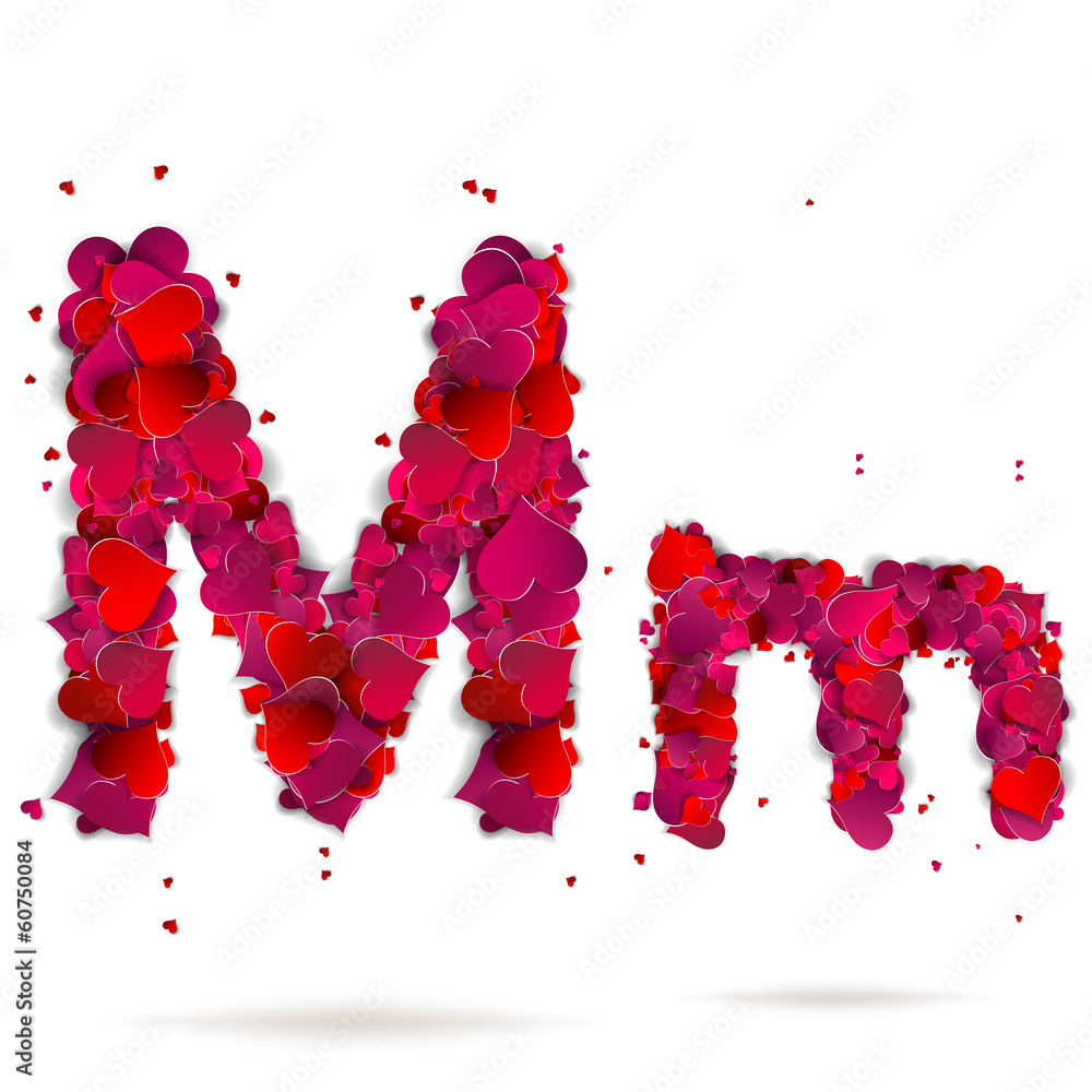 Letter m made from hearts. Love alphabet Stock Vector | Adobe Stock