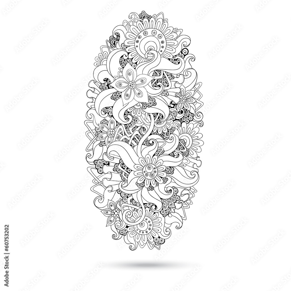 Henna Paisley Mehndi Doodles Design Element. Stock Vector | Adobe Stock