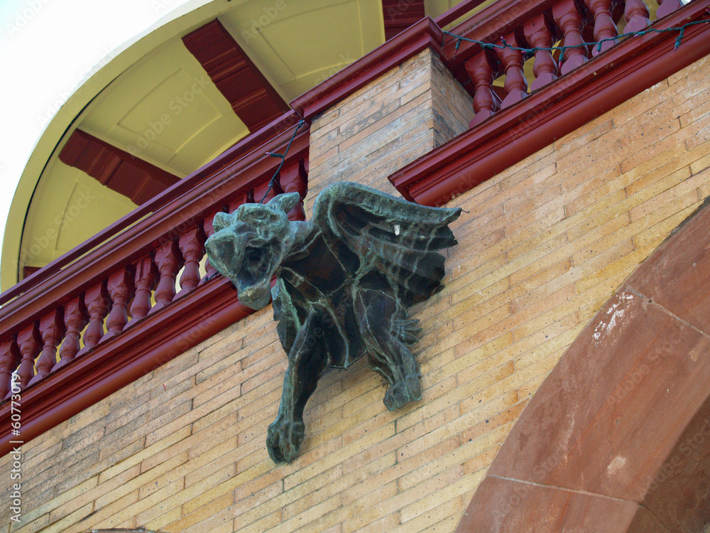Vintage Old Fashioned Mansion Building Showing Gargoyles Stock Photo ...