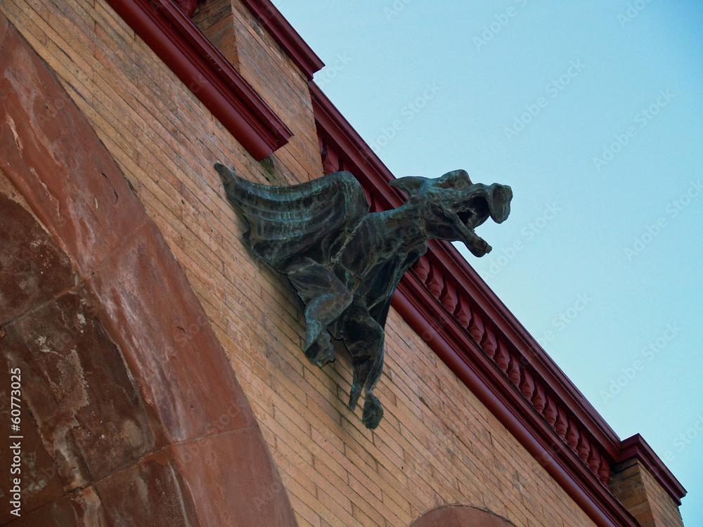 Vintage Old Fashioned Mansion Building Showing Gargoyles Stock Photo ...