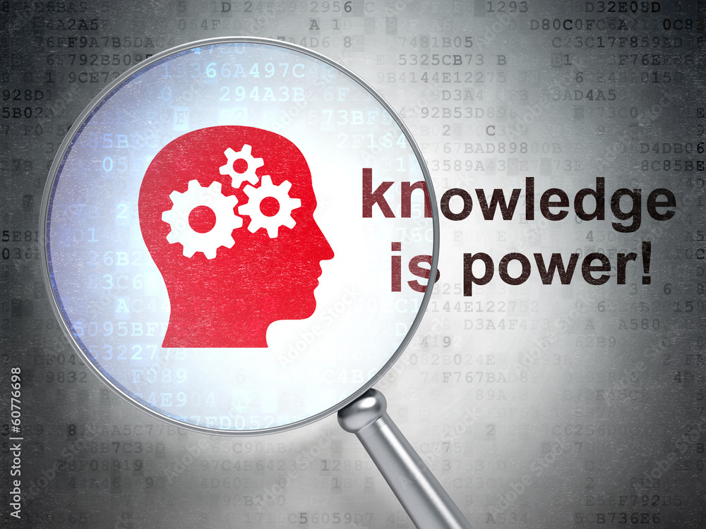 Education concept: Head With Gears and Knowledge Is power! with Stock ...